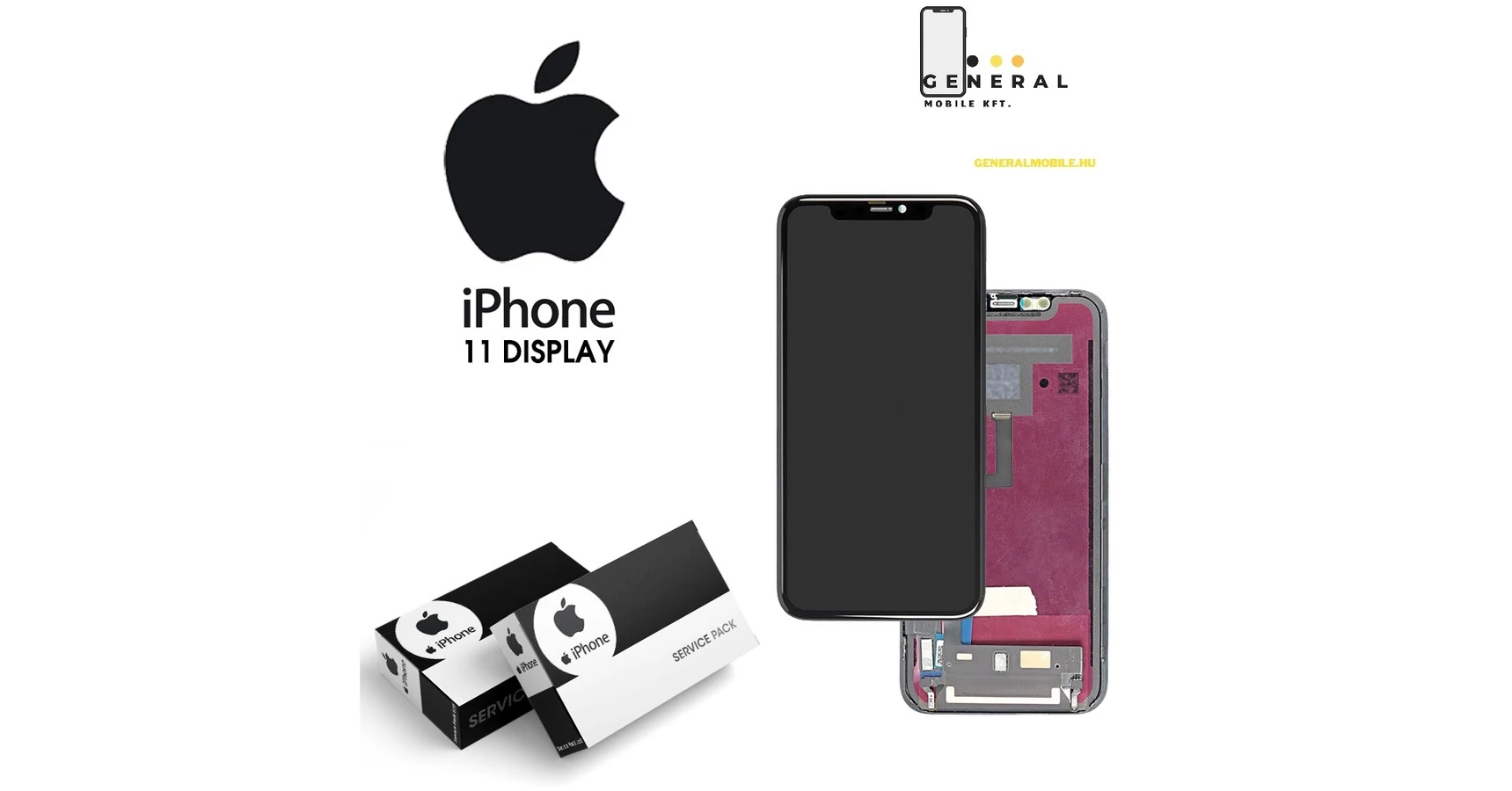 Iphone 11G PRO (2019) Fekete SERVICE PACK kijelző - General Mobile Webshop